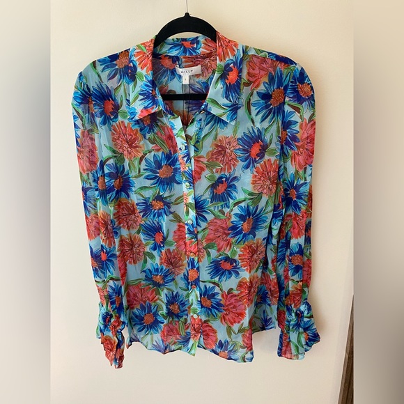 Milly | Tops | Nwt Milly Floral Buttondown Blouse | Poshmark